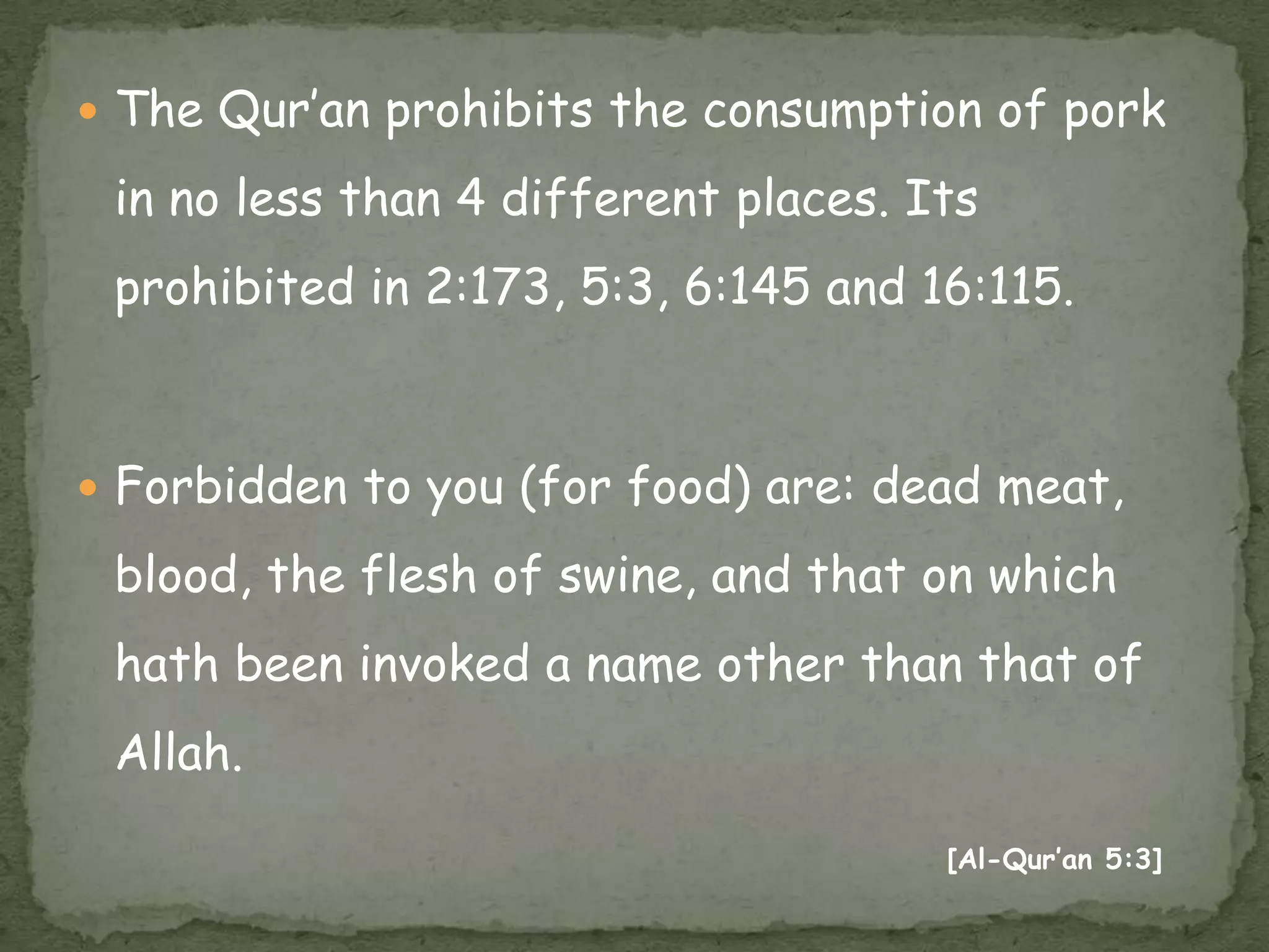 Pork prohibited in qur’an | PPT