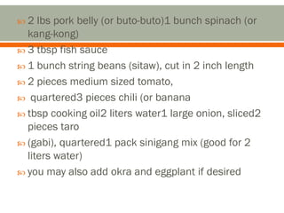 Pork sinigang recipe | PDF