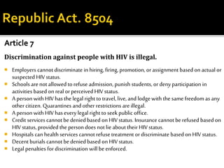 Republic Act 8504: Philippine AIDS Prevention and Control Act of 1998 ...
