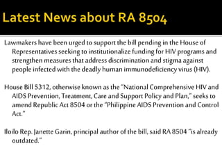 Republic Act 8504: Philippine AIDS Prevention and Control Act of 1998 ...