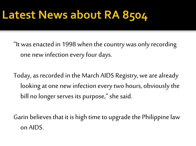 Republic Act 8504: Philippine AIDS Prevention and Control Act of 1998 ...