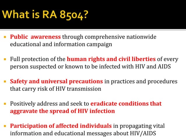 Republic Act 8504: Philippine AIDS Prevention and Control Act of 1998 ...
