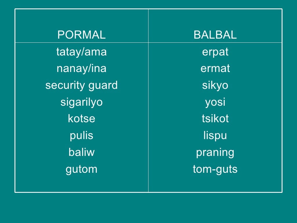 Pormal at di pormal na salita