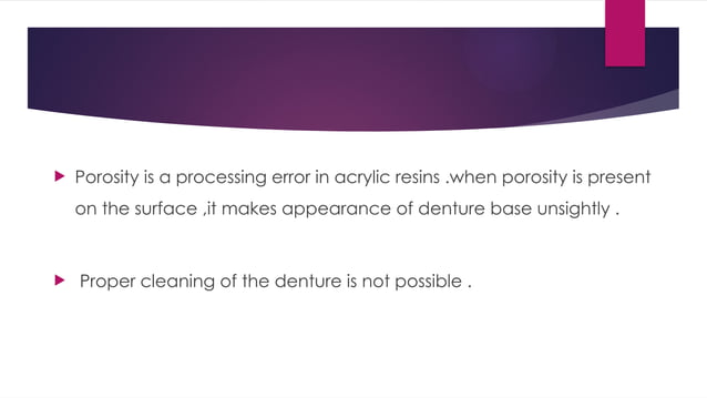 porosity in denture resins,tissue conditioners | PPT