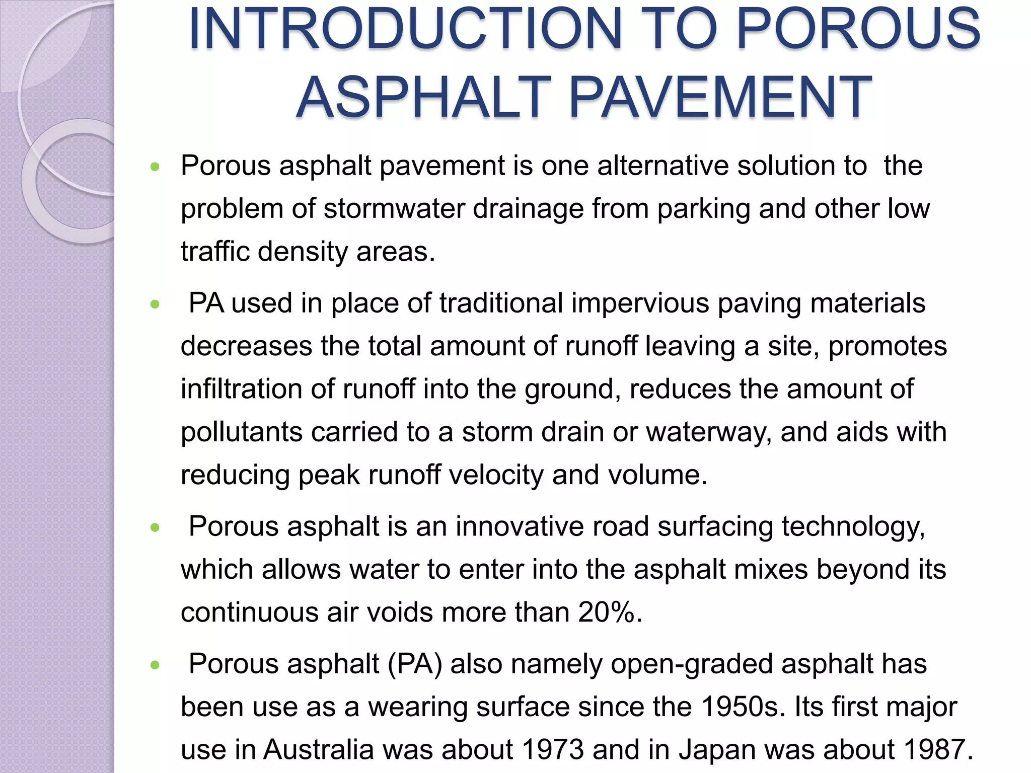 Porous asphalt pavement ppt | PPTX
