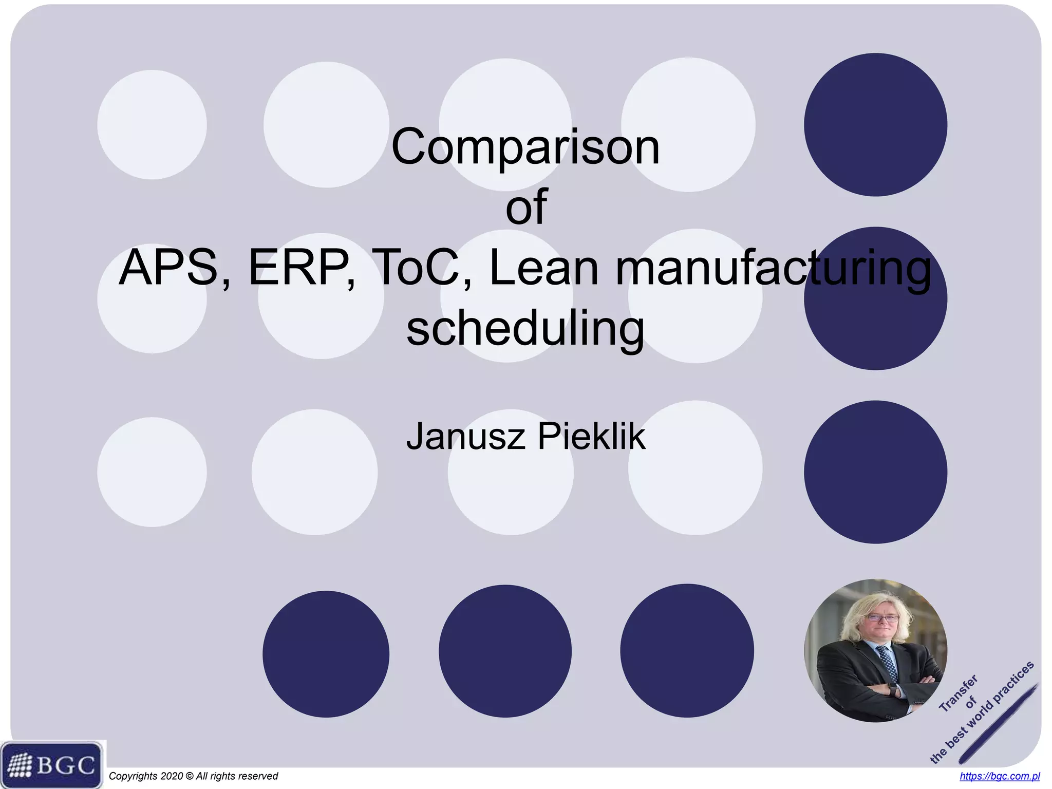 Porównanie metod harmonogramowania produkcji APS, ERP, Lean, Teorii Ograniczeń | PPT