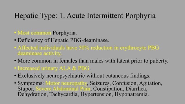 Porphyria | PPTX | Blood Disorders | Diseases and Conditions