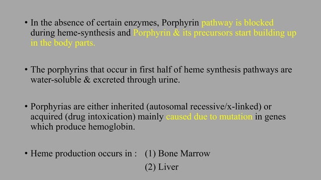 Porphyria | PPTX | Blood Disorders | Diseases and Conditions