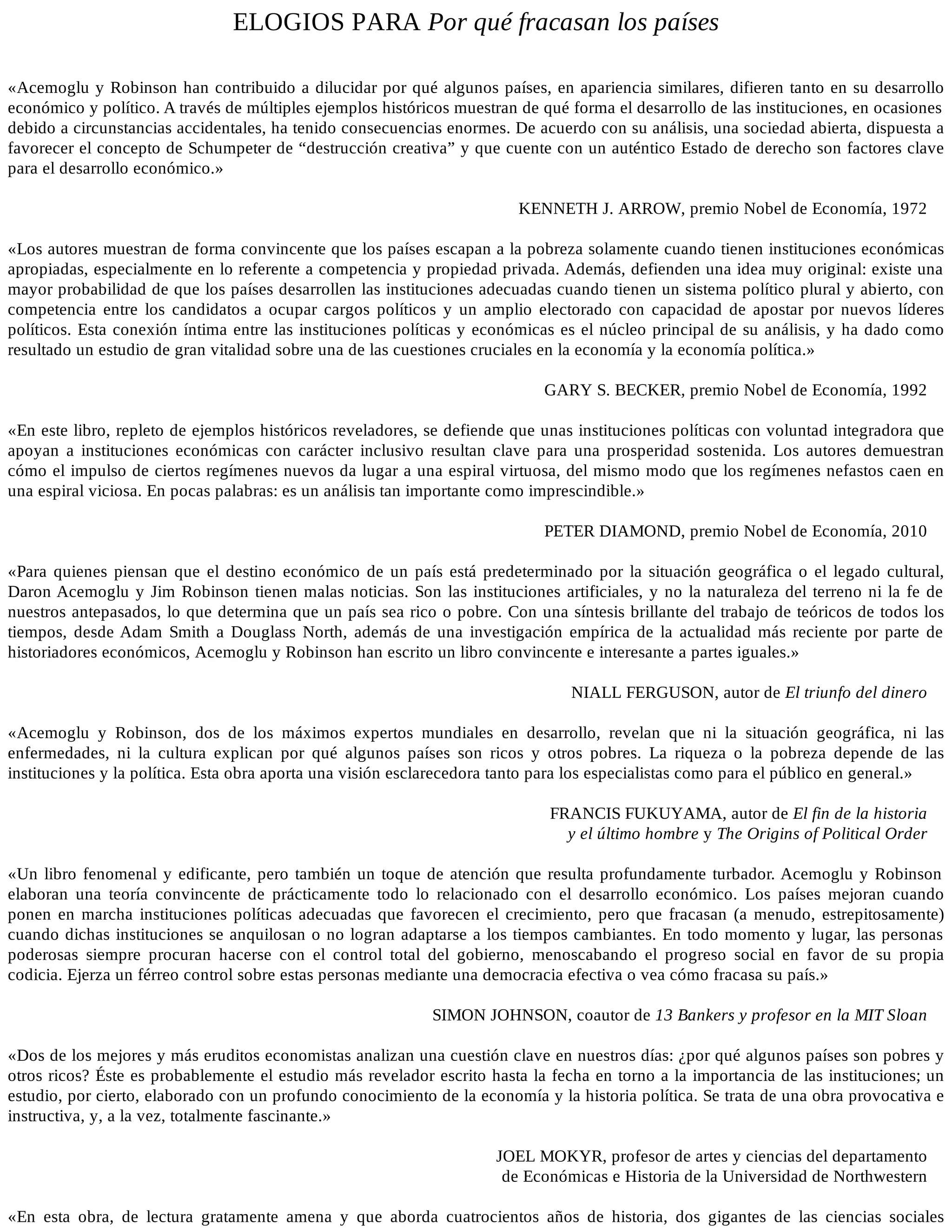 Por qué fracasan los países: los orígenes del poder, la prosperidad y la pobreza | PDF