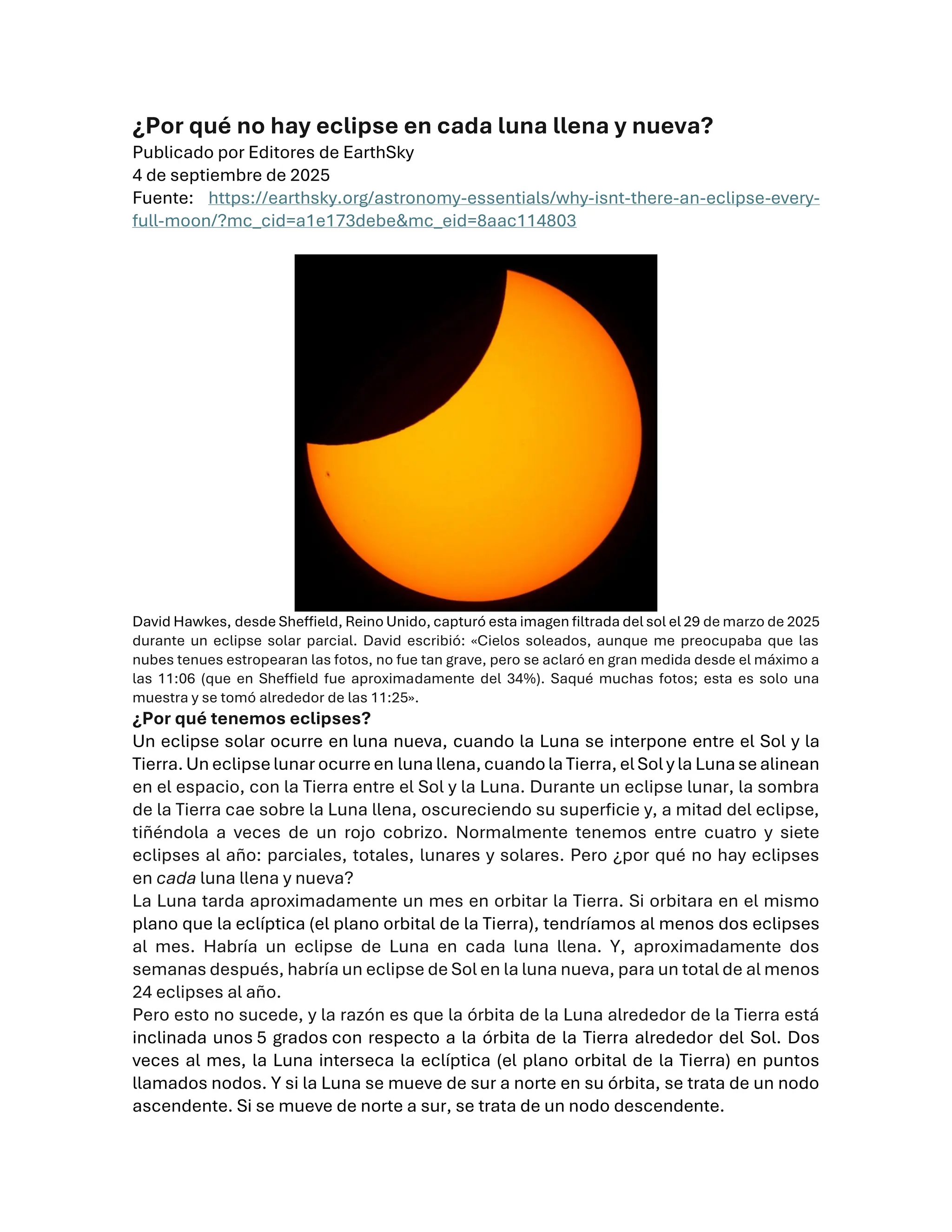 Por qué no hay eclipse en cada luna llena y nueva - earthsky.org ...