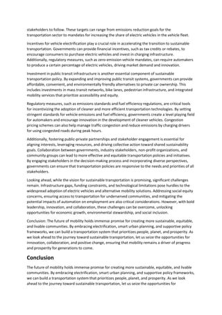 The Future of Mobility: A Vision for Sustainable Transportation | PDF