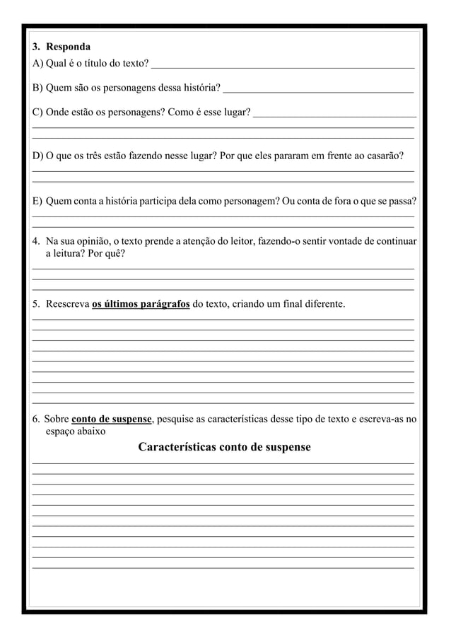 Conto de suspense e atividade.