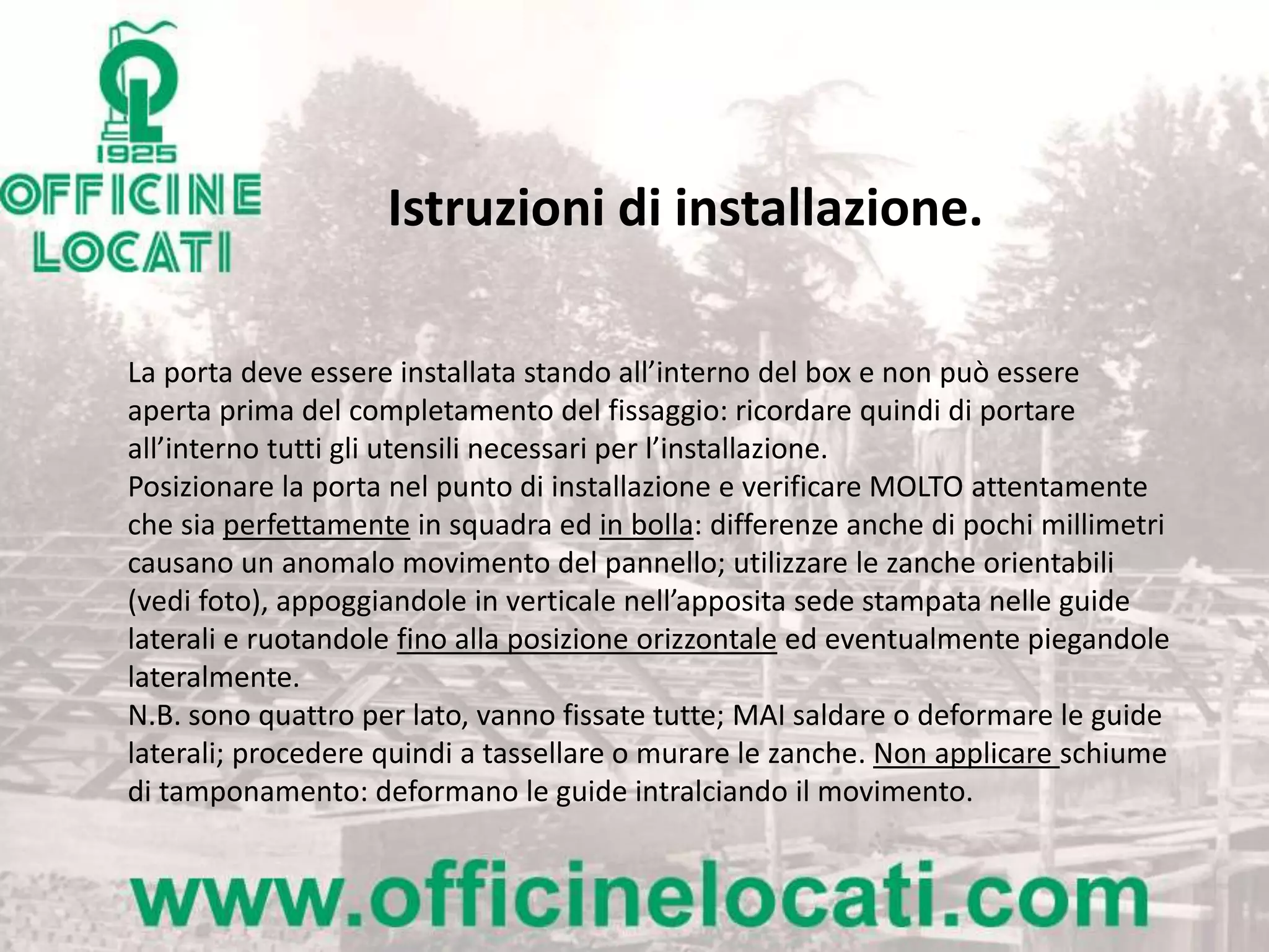 Porta basculante: manuale d'installazione. | PPTX