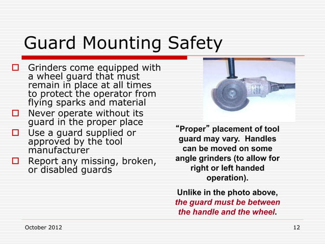 Portable . Grinder . Safety.ppt | Injuries | Diseases and Conditions