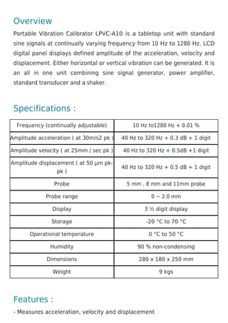 Portable-Vibration-Calibrator | PDF
