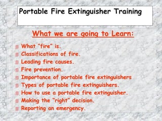 Portable fire extinguisher training | PPT