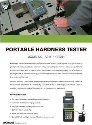 Portable Hardness Tester by ACMAS Technologies Pvt Ltd. | PDF