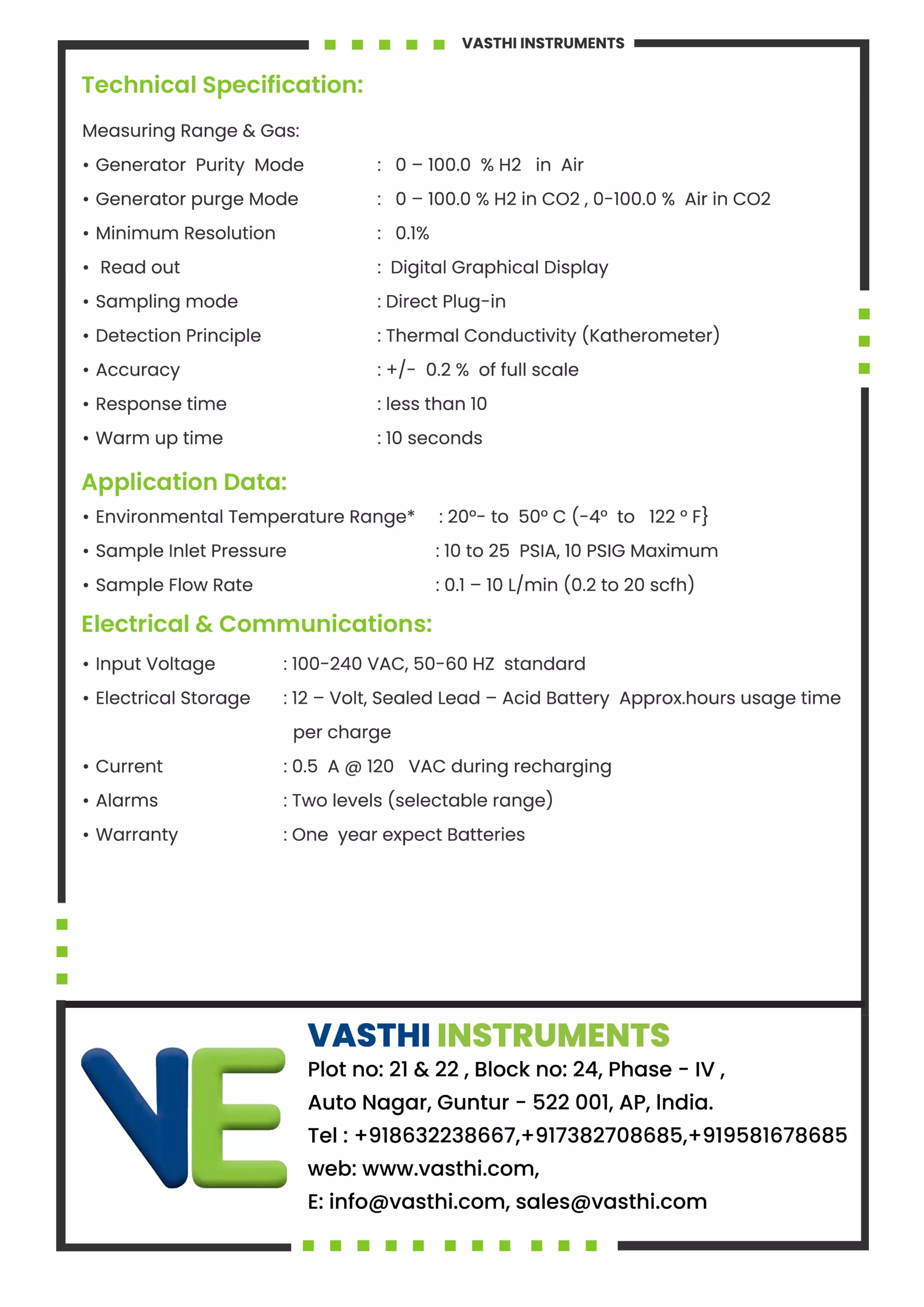 Portable hydrogen purity analyzer | PDF
