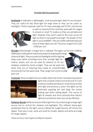 Portable lighting equipment | DOCX