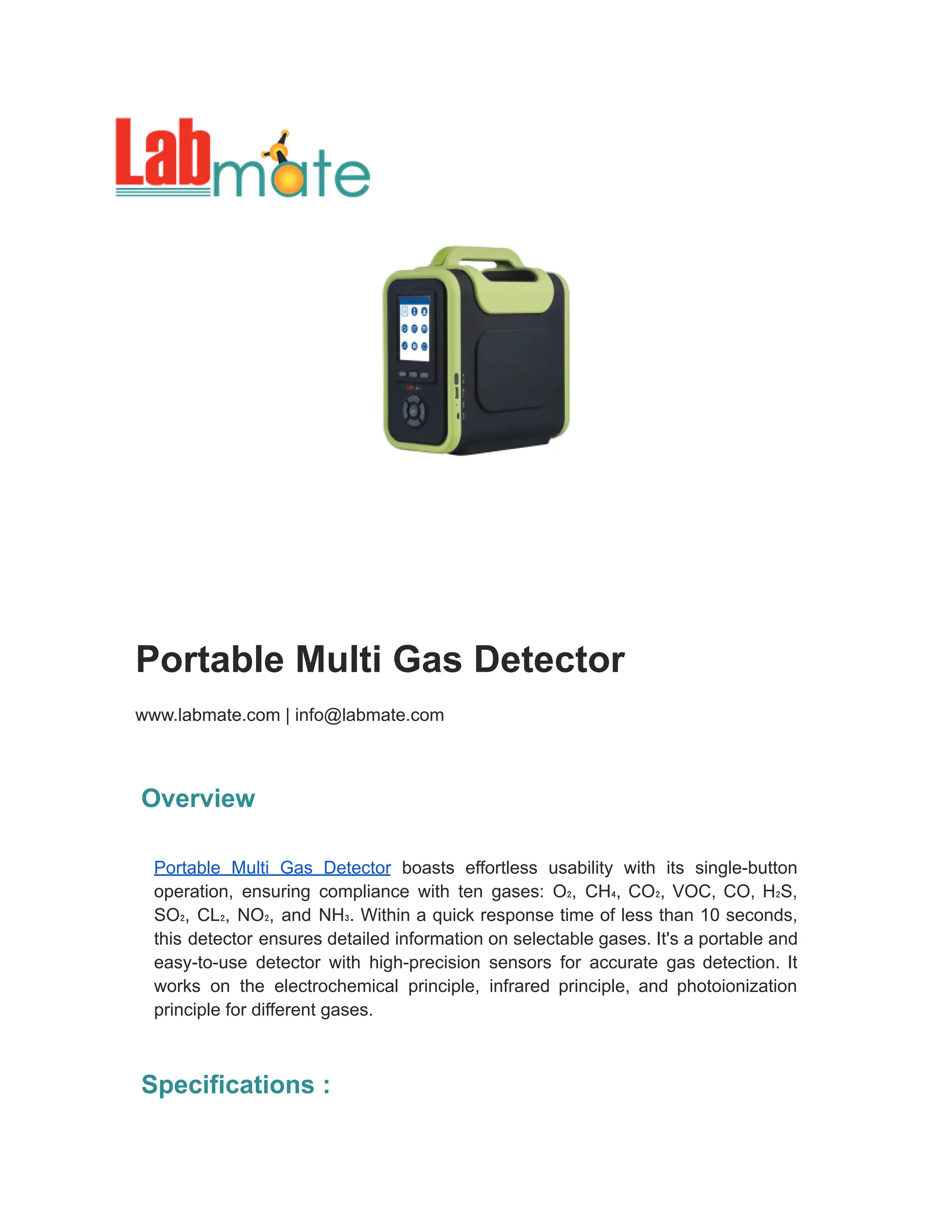 Portable Multi Gas Detector | PDF