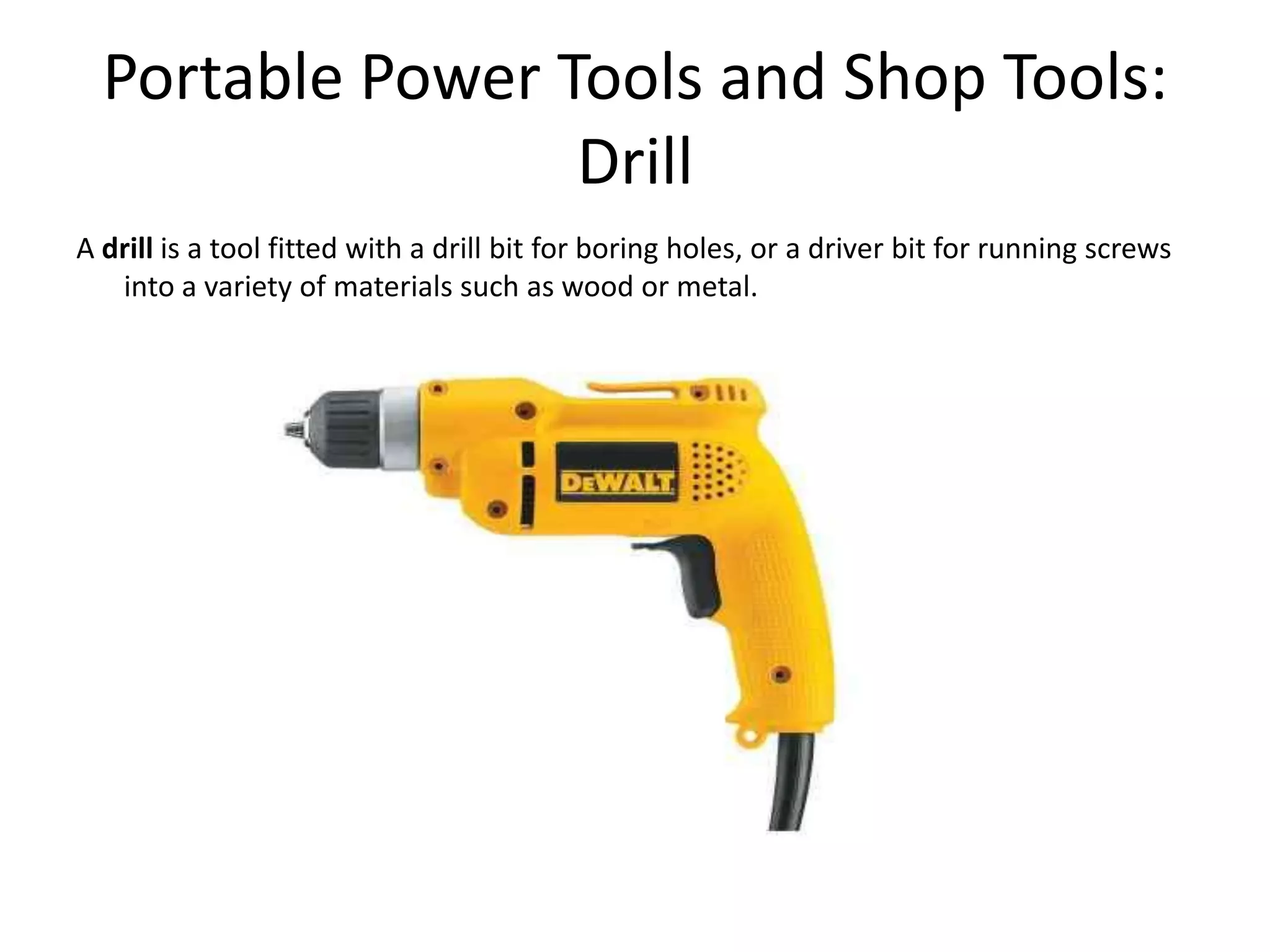 Portable power tools and shop tools revised | PPTX