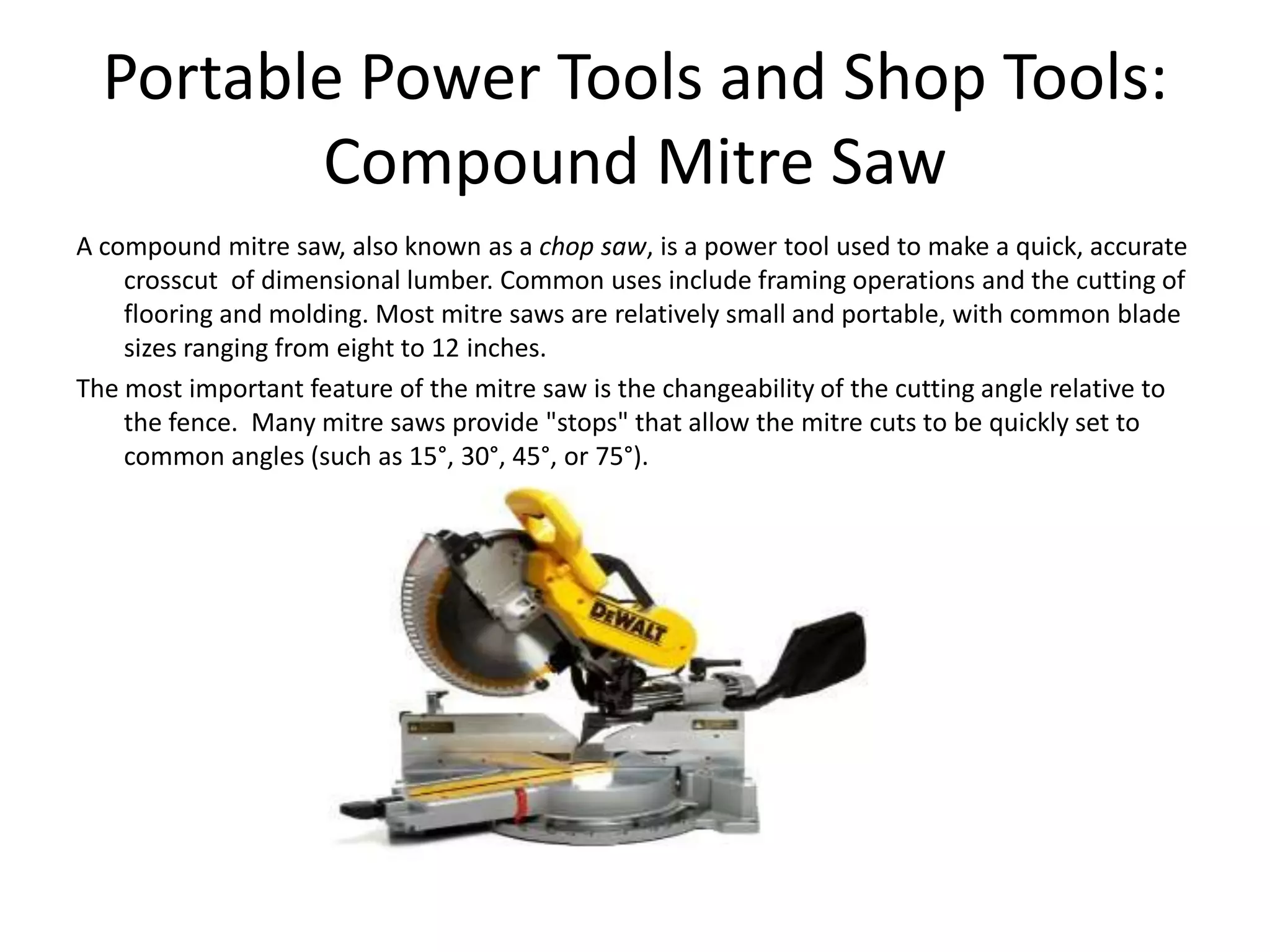 Portable power tools and shop tools revised | PPTX