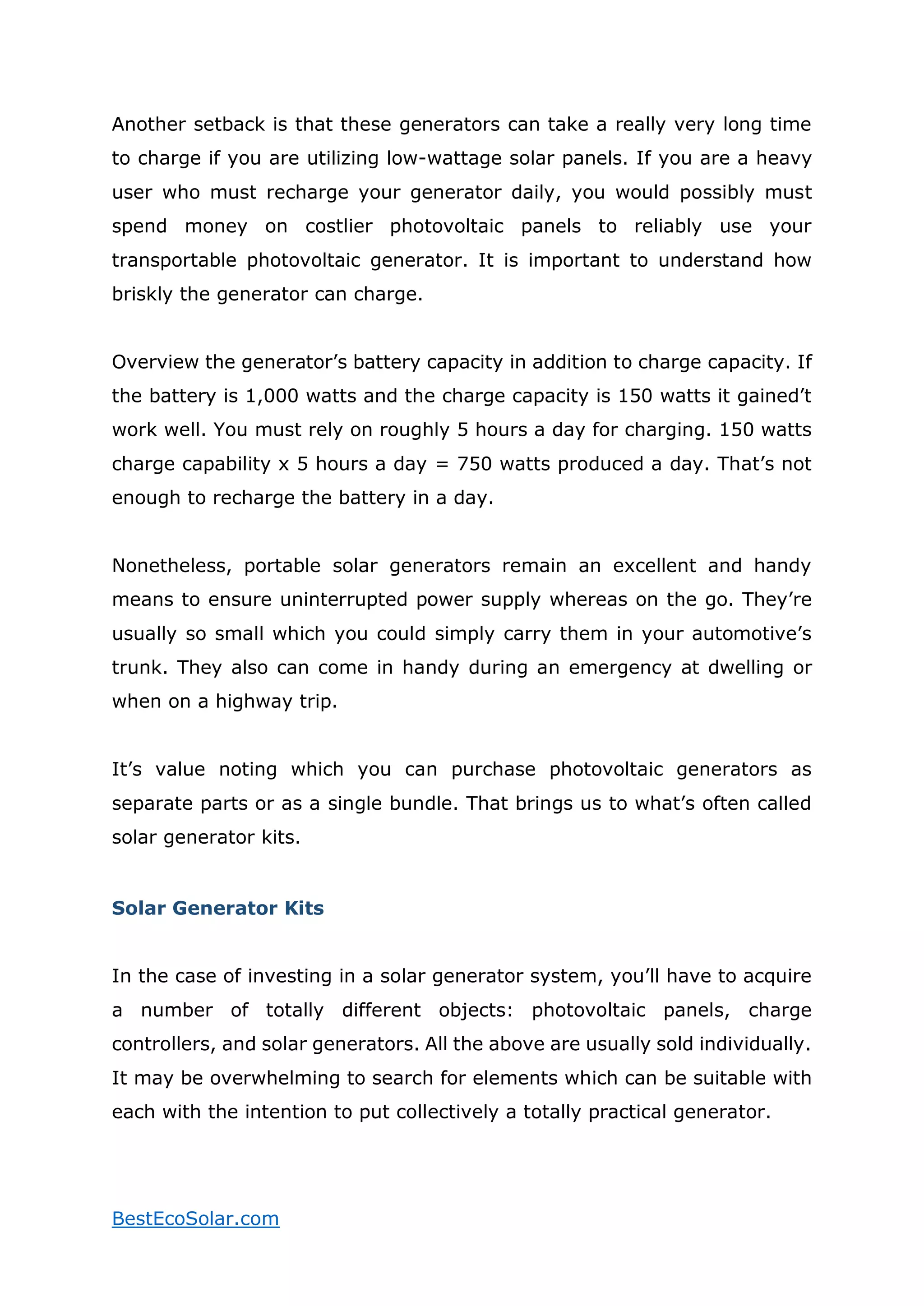 Portable solar power generator for home | PDF