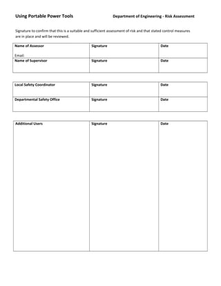 Portable tools risk assessment | DOC