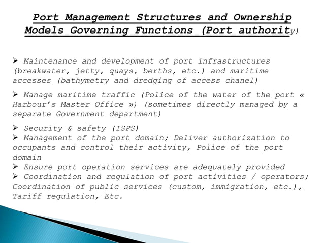 Port administration&ownership&management | PPTX