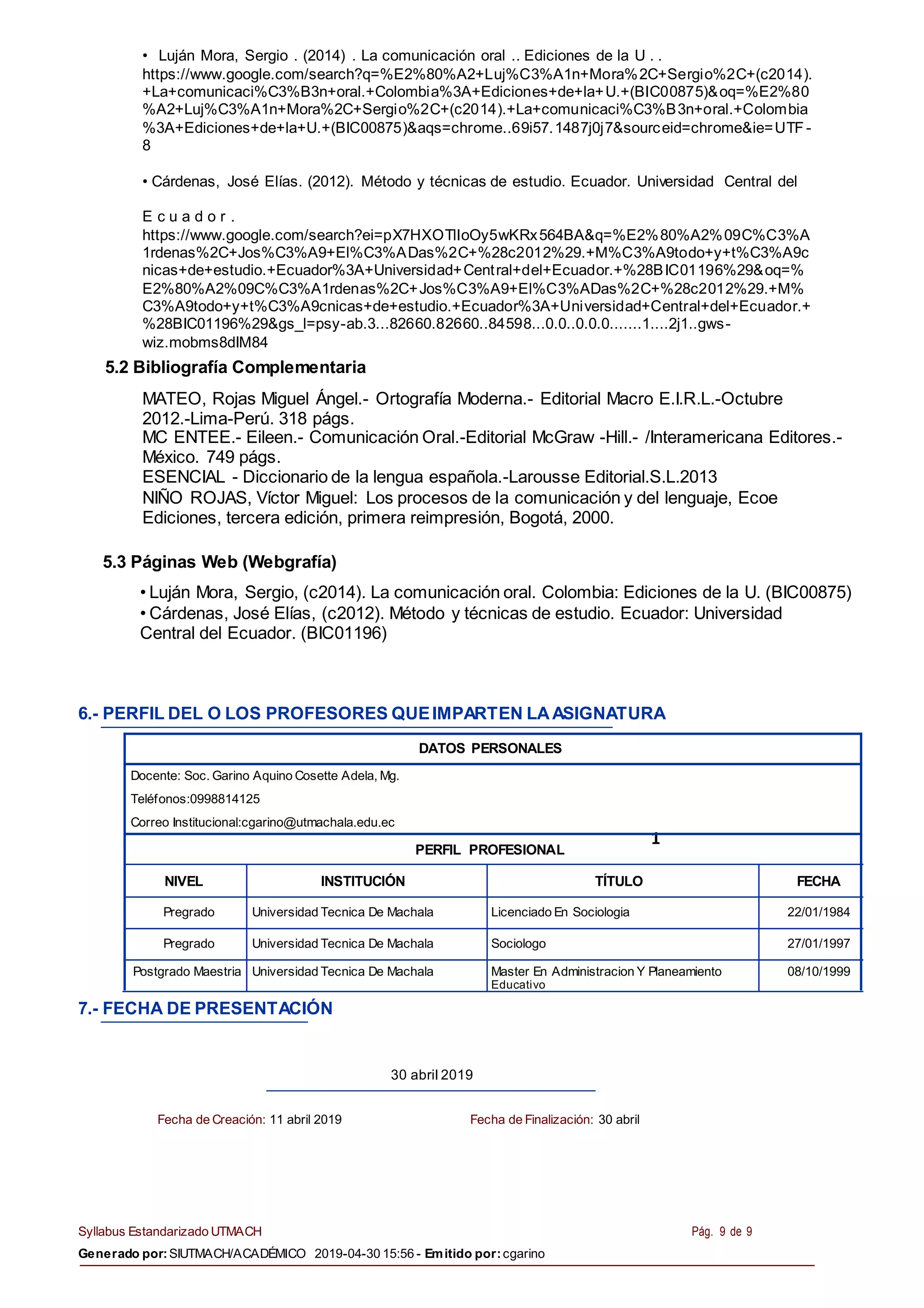 Syllabus Estandarizado | PDF