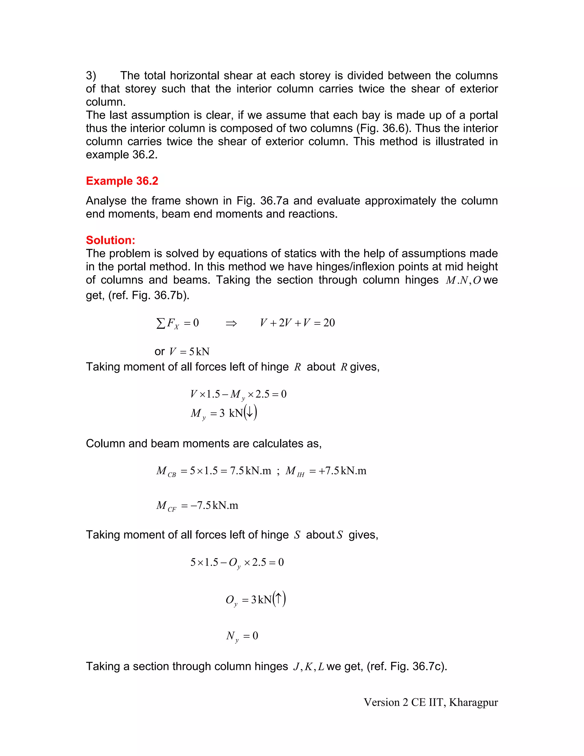 Portal and Cantilever Beam Method | PDF