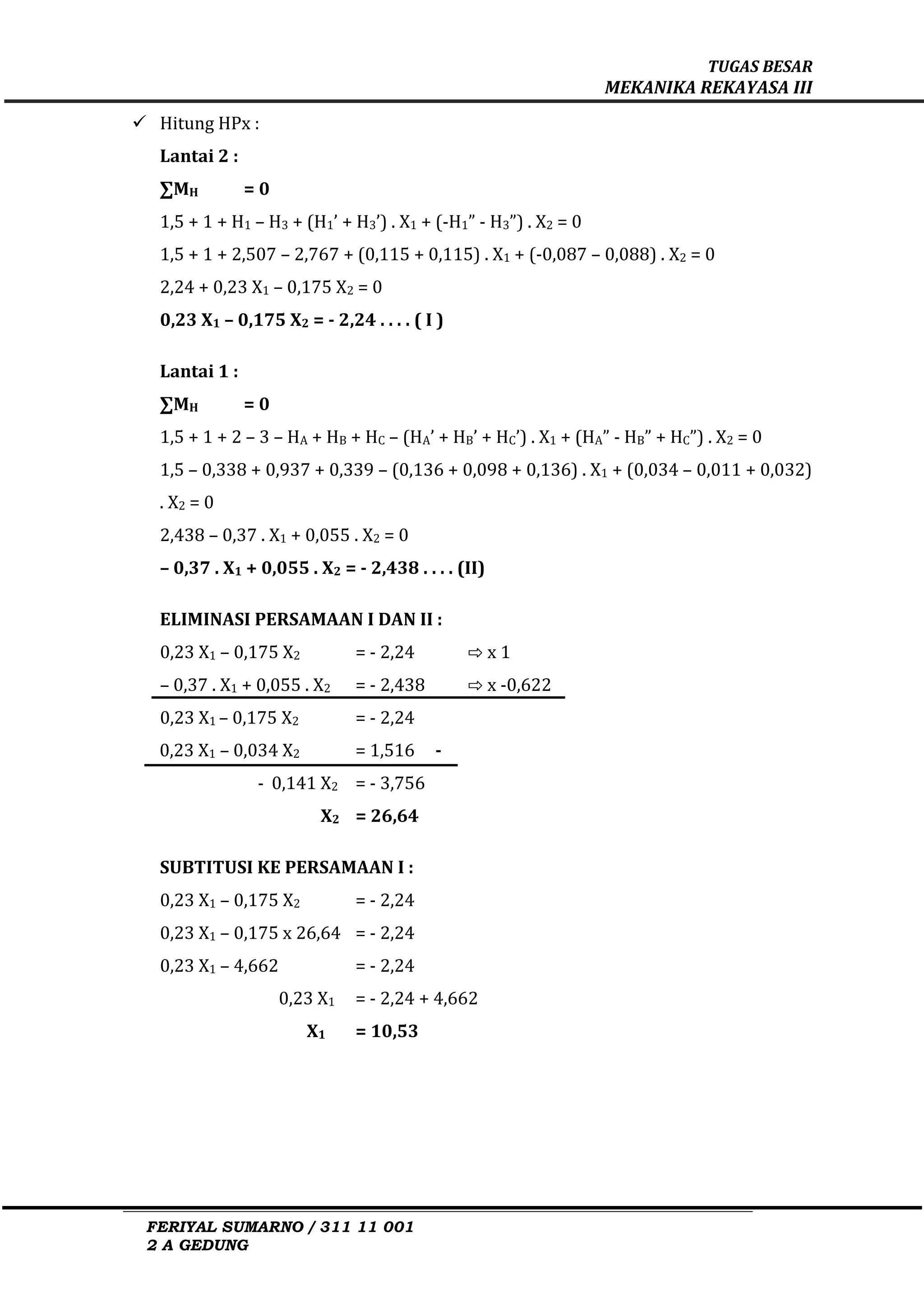 MEKANIKA REKAYASA 3 (METODE CROSS DAN METODE TAKABEYA) | PDF