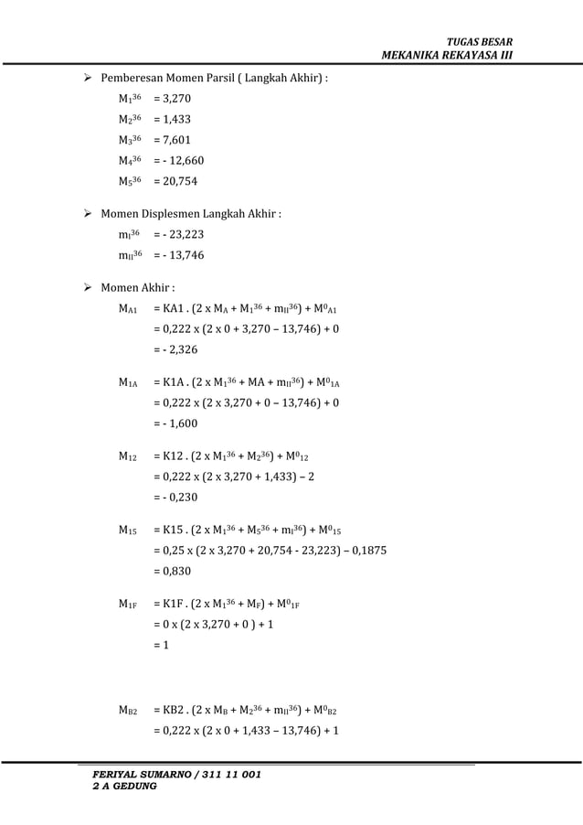 MEKANIKA REKAYASA 3 (METODE CROSS DAN METODE TAKABEYA) | PDF | Physics ...