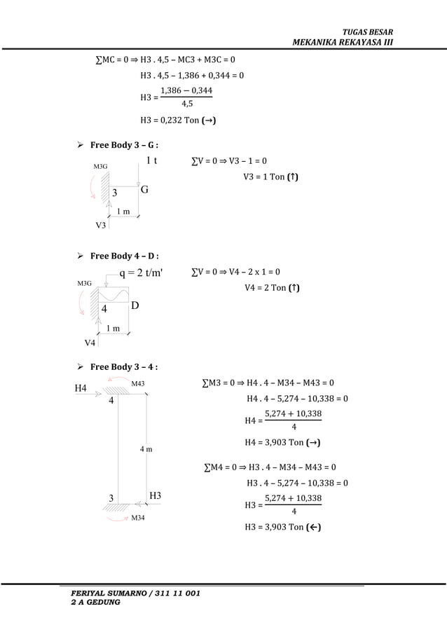 MEKANIKA REKAYASA 3 (METODE CROSS DAN METODE TAKABEYA) | PDF | Physics ...