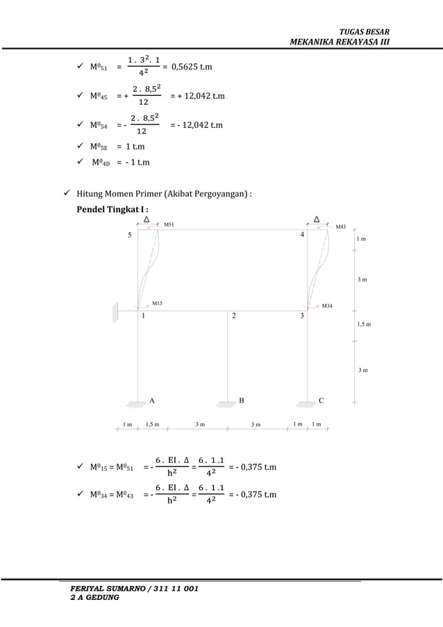 MEKANIKA REKAYASA 3 (METODE CROSS DAN METODE TAKABEYA) | PDF | Physics ...