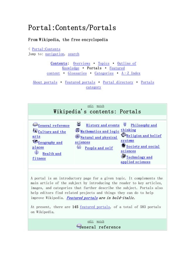 Portal Contents Portals Wikipedia, The Free Encyclopedia | PDF