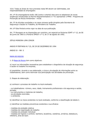 Portaria 25 (risco ocupacional ambiental) | PDF