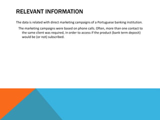 Portuguese Bank - Direct Marketing Campaign | PPTX