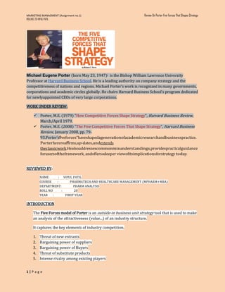 Porter Five Forces Review Assignment | DOCX