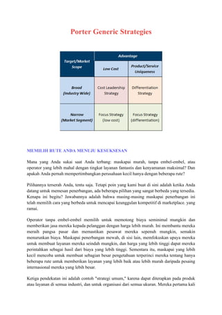 Porter Generic Strategies - Riki ardoni | PDF