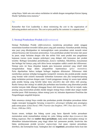 Porter Generic Strategies - Riki ardoni | PDF