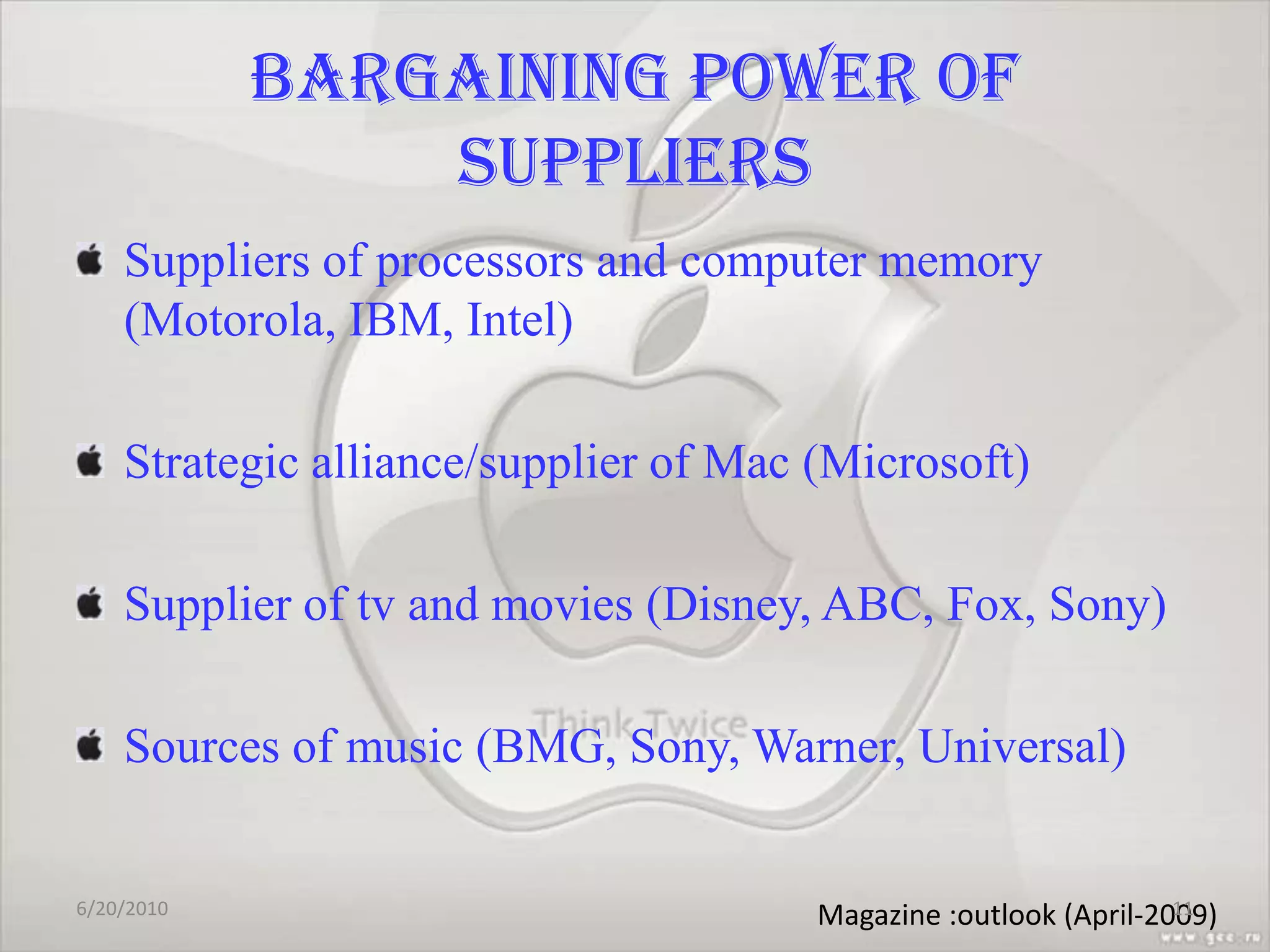 Porter’s 5 forces model case apple inc | PPTX