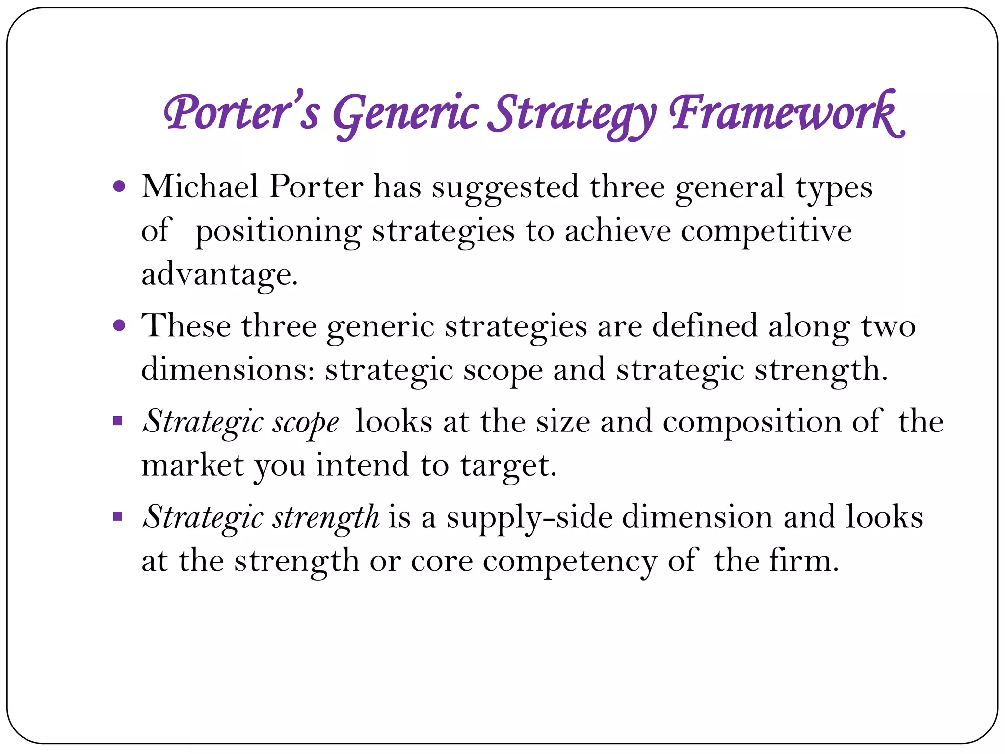 Porter’s generic competitive strategies | PPTX
