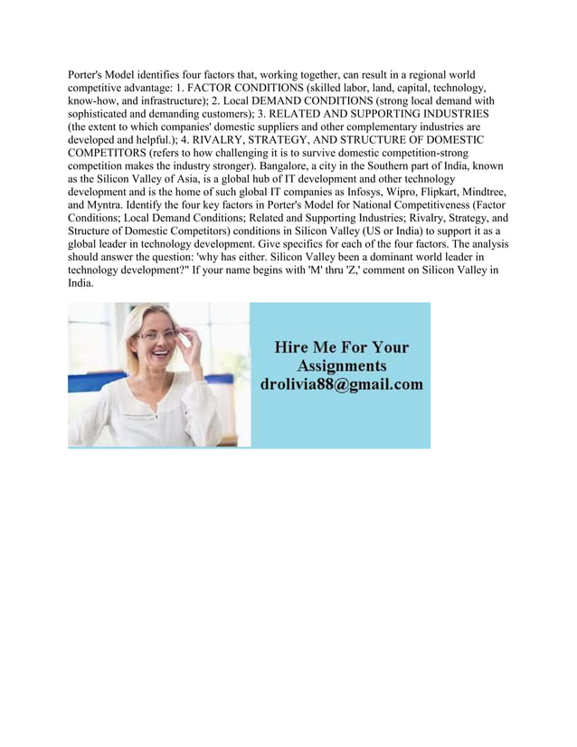 Porter's Model identifies four factors that- working together- can res.docx