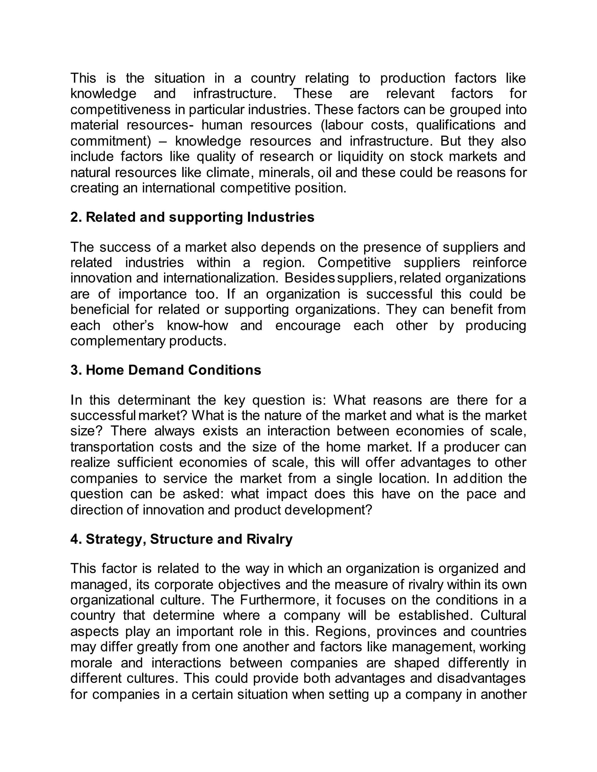 Porter's national diamond model | DOCX