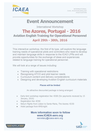 ICAEA workshop - Azores, Portugal | PDF