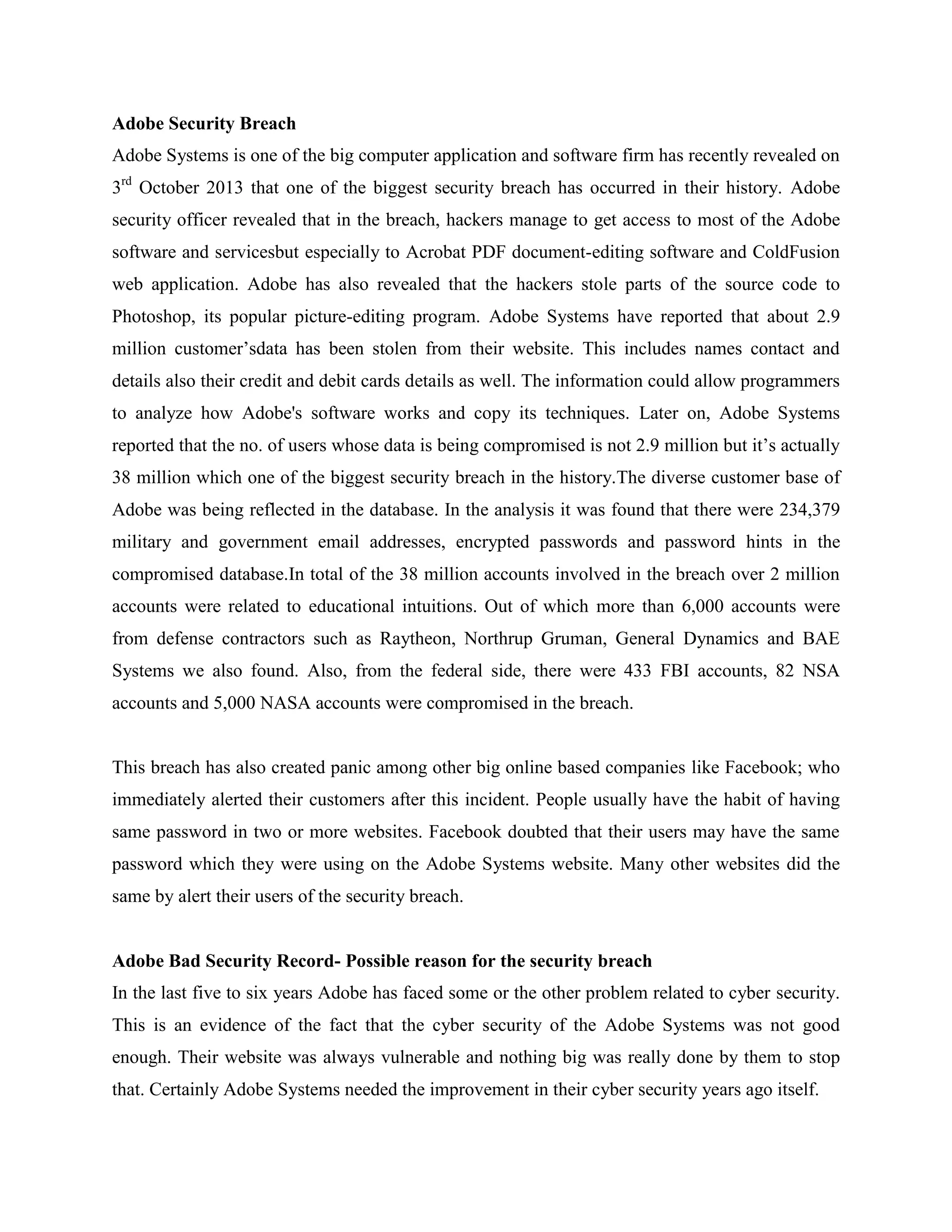 Adobe Security Breach | PDF