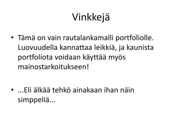 Portfolio-ohje Desuconin taidekujalle | PPTX