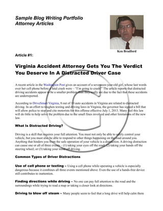 Blog writing portfolio by Ken Bradford: Attorney articles | PDF