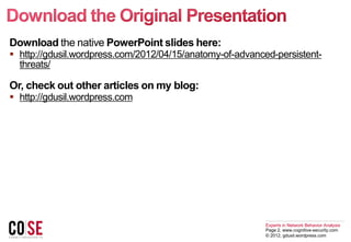Cognitive Security - Anatomy of Advanced Persistent Threats ('12) | PPT